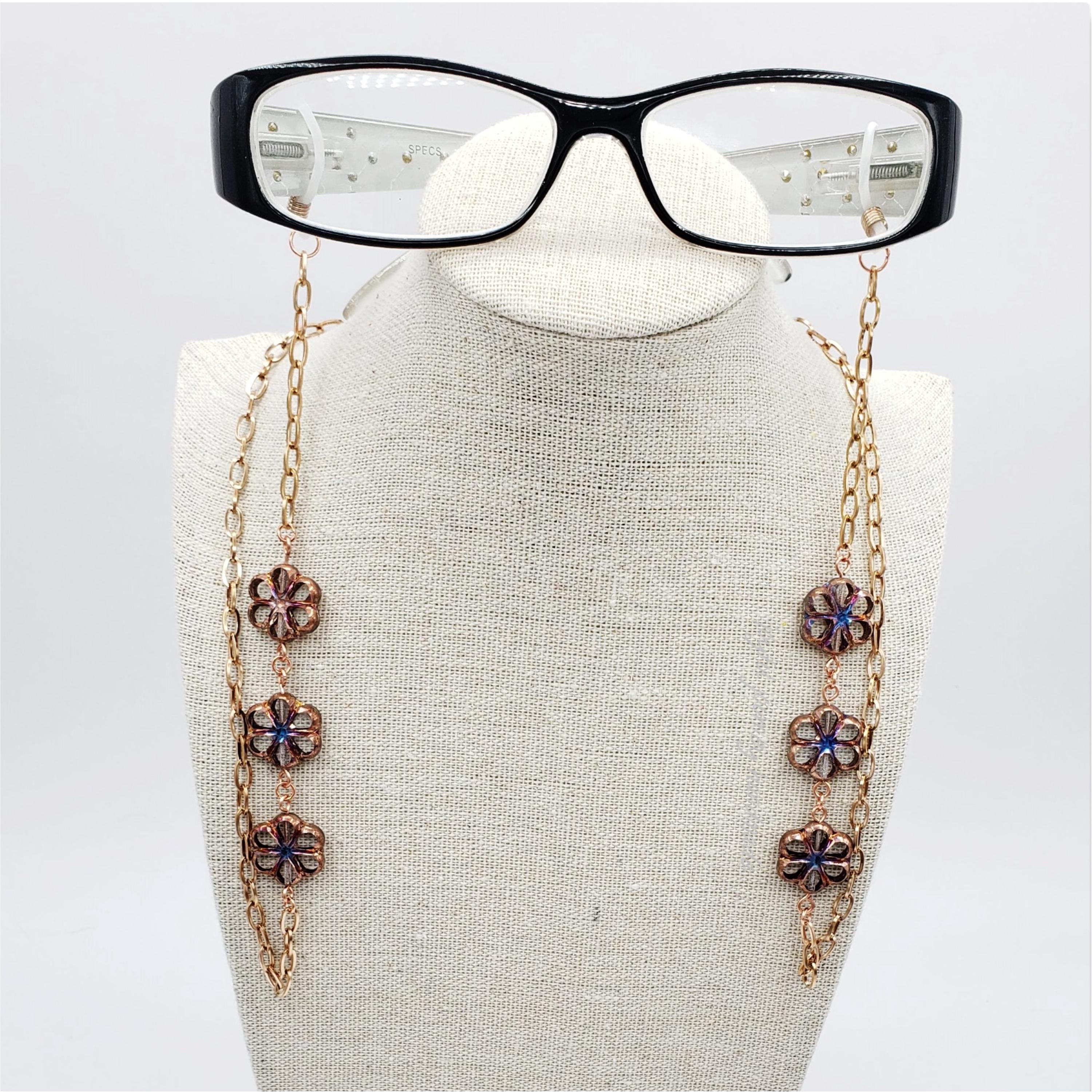 Rose Gold Eyeglass Chain, Flower Glasses Chain, Reading Glasses Chain ...