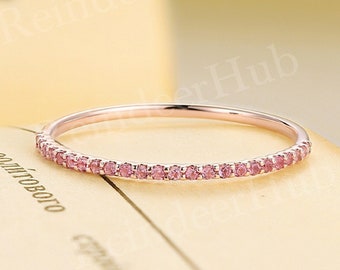2mm Pink Moissanite Three Side Full Pave Eternity Band 2.73ctw S925, 18k 14k White Gold ...