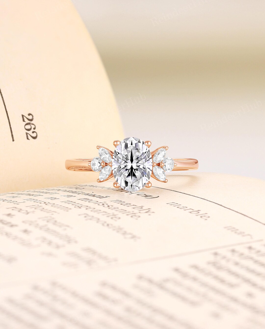 Classic Oval Cut Moissanite Engagement Ring, 14K Solid Rose Gold Ring ...
