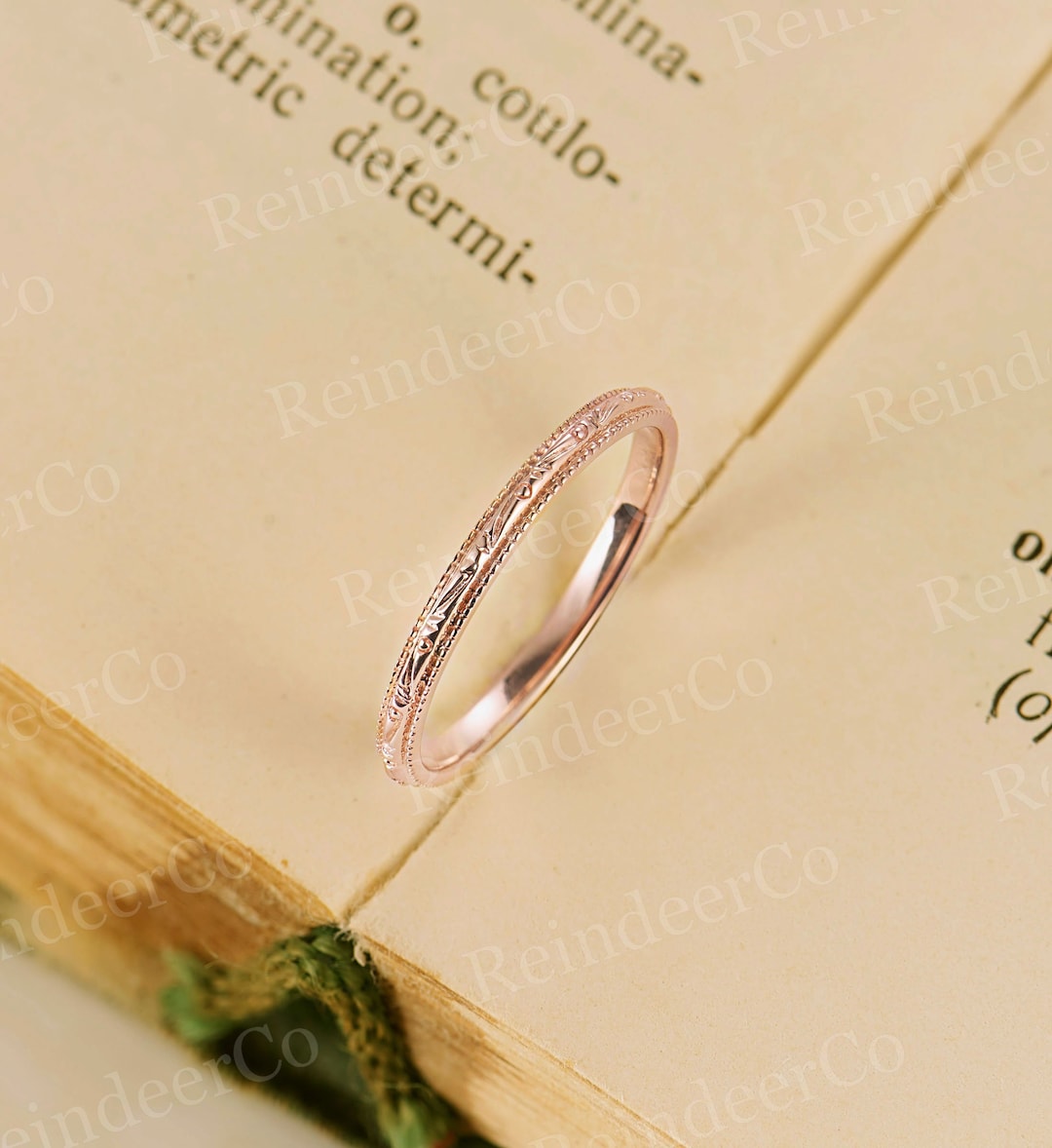 Vintage Milgrain Wedding Band,classic Handmade Engraved Rose Gold Ring ...