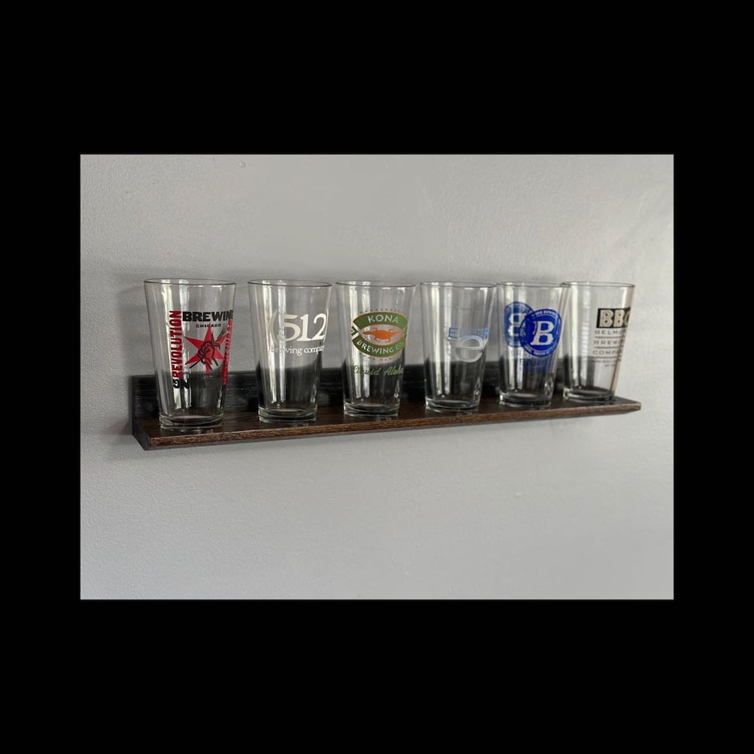 Pint Beer (6) Glass Display Shelf Brown/black Oak - Etsy