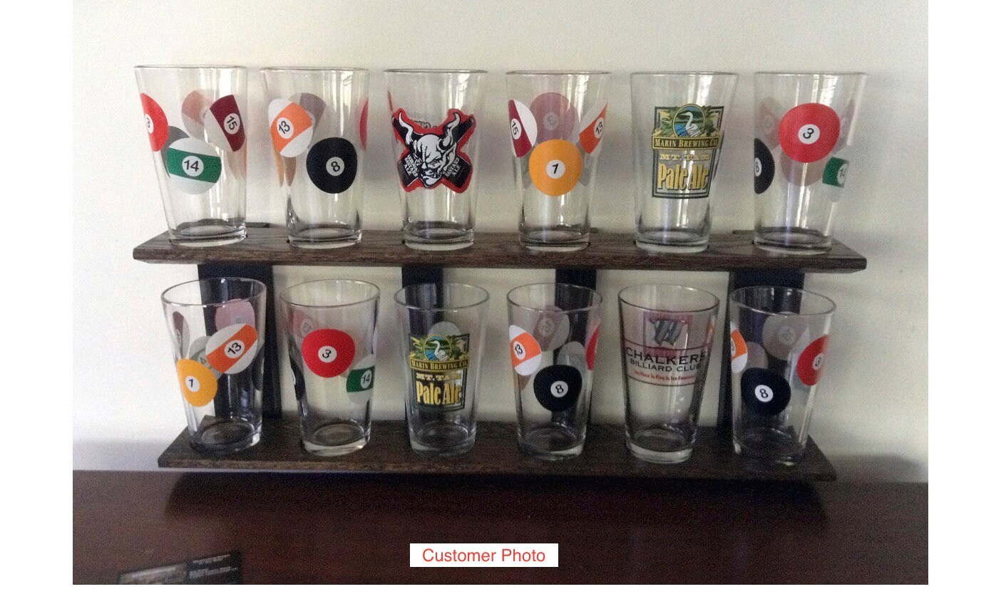 Pint Beer Glass12 Display Brown/Black Oak | Etsy