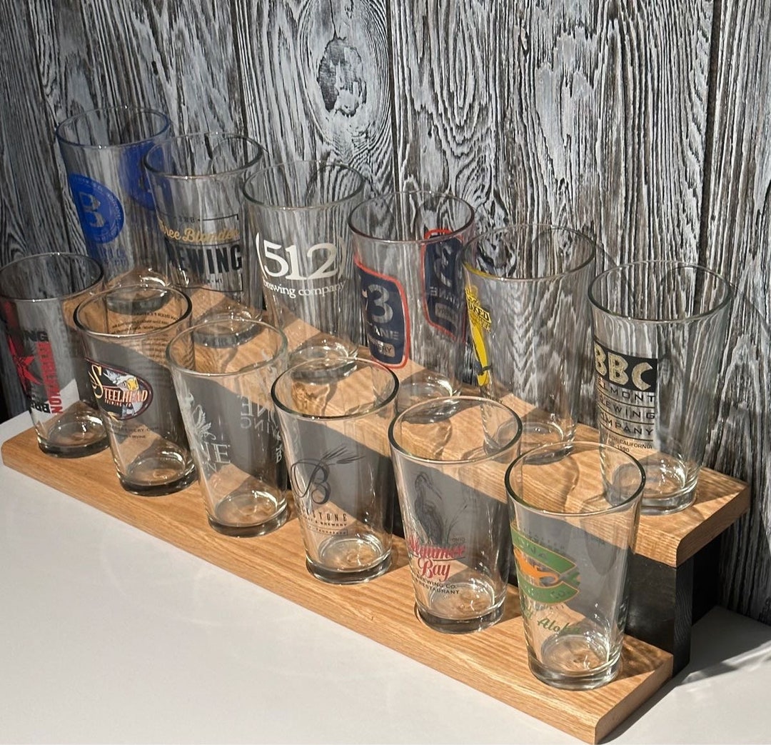 Pint Beer Glass12 Bar Top Display Shelf Nat/black - Etsy