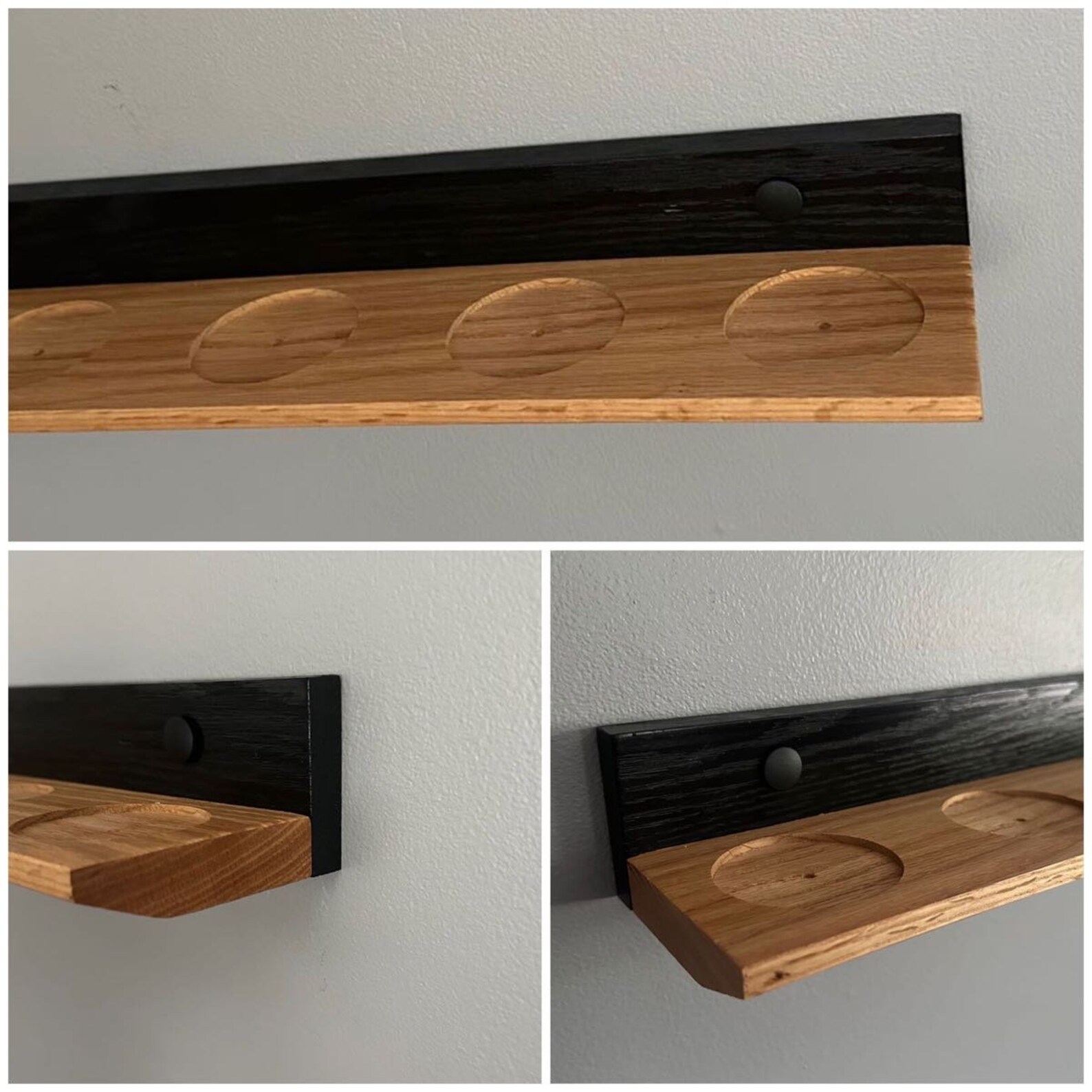 Pint Beer (6) Glass Display Shelf Natural/black Oak - Etsy