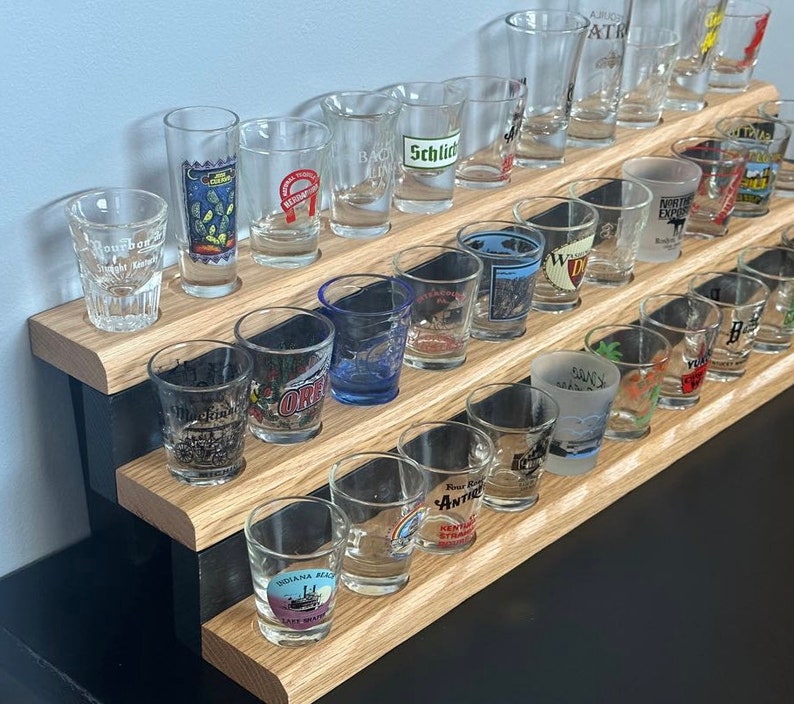 Bar Top Shot Glass (33) Display Nat/black - Etsy