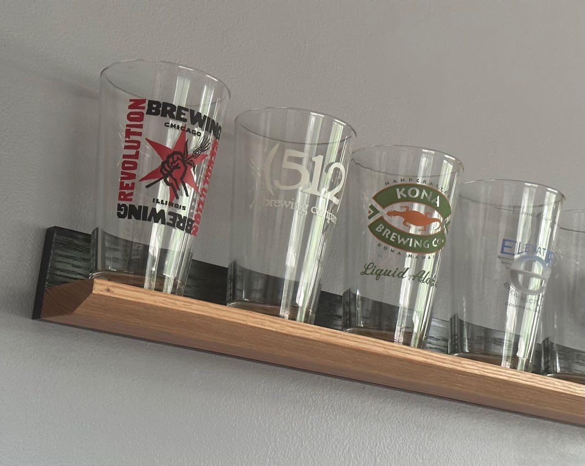 Pint Beer (6) Glass Display Shelf Natural/black Oak - Etsy