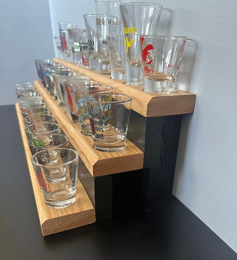 Bar Top Shot Glass (33) Display Nat/black - Etsy