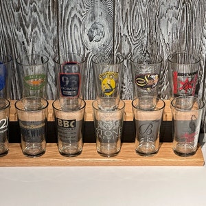 Pint Beer Glass(12) Bar Top Display Shelf Nat/black - Etsy