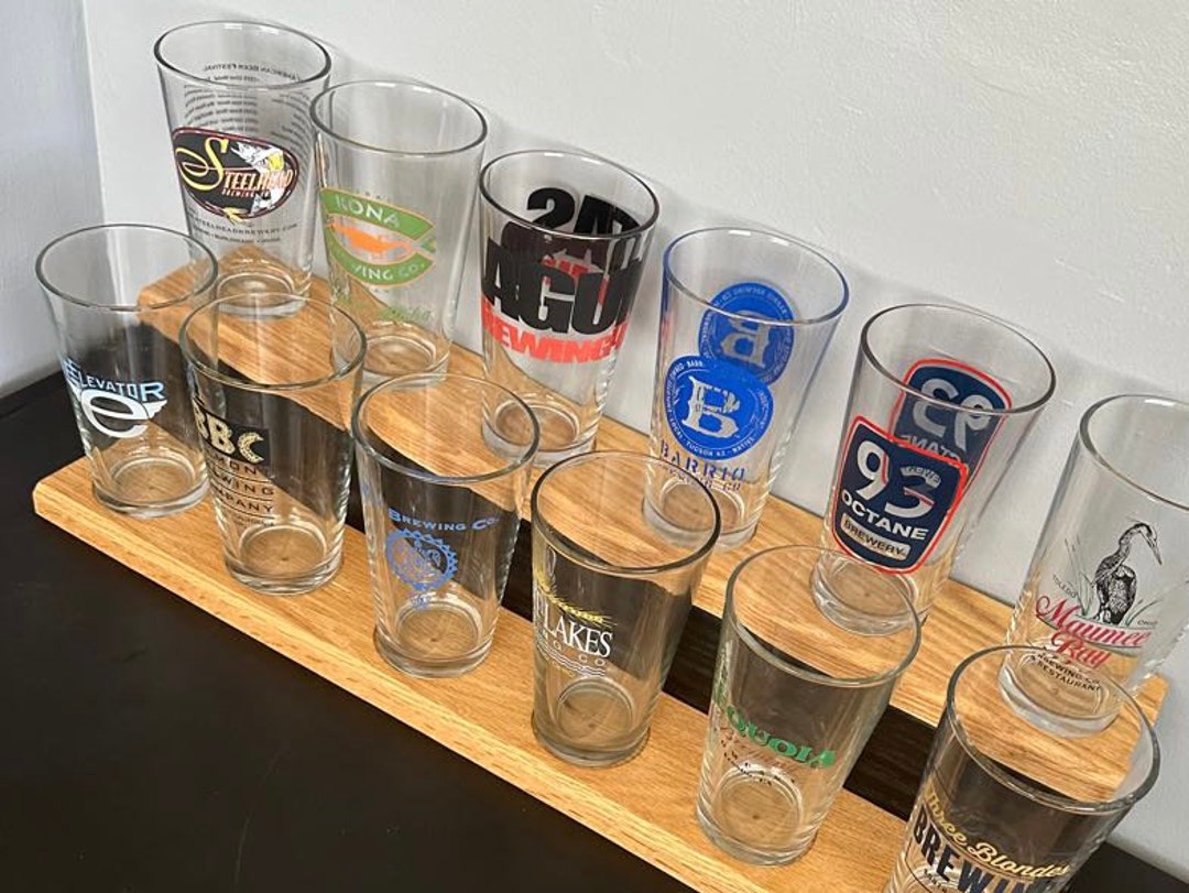 Pint Beer Glass12 Bar Top Display Shelf Nat/black - Etsy