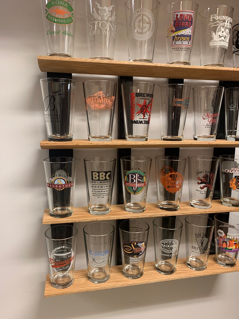 Pint Beer Glass24 Display Natural/black Oak - Etsy