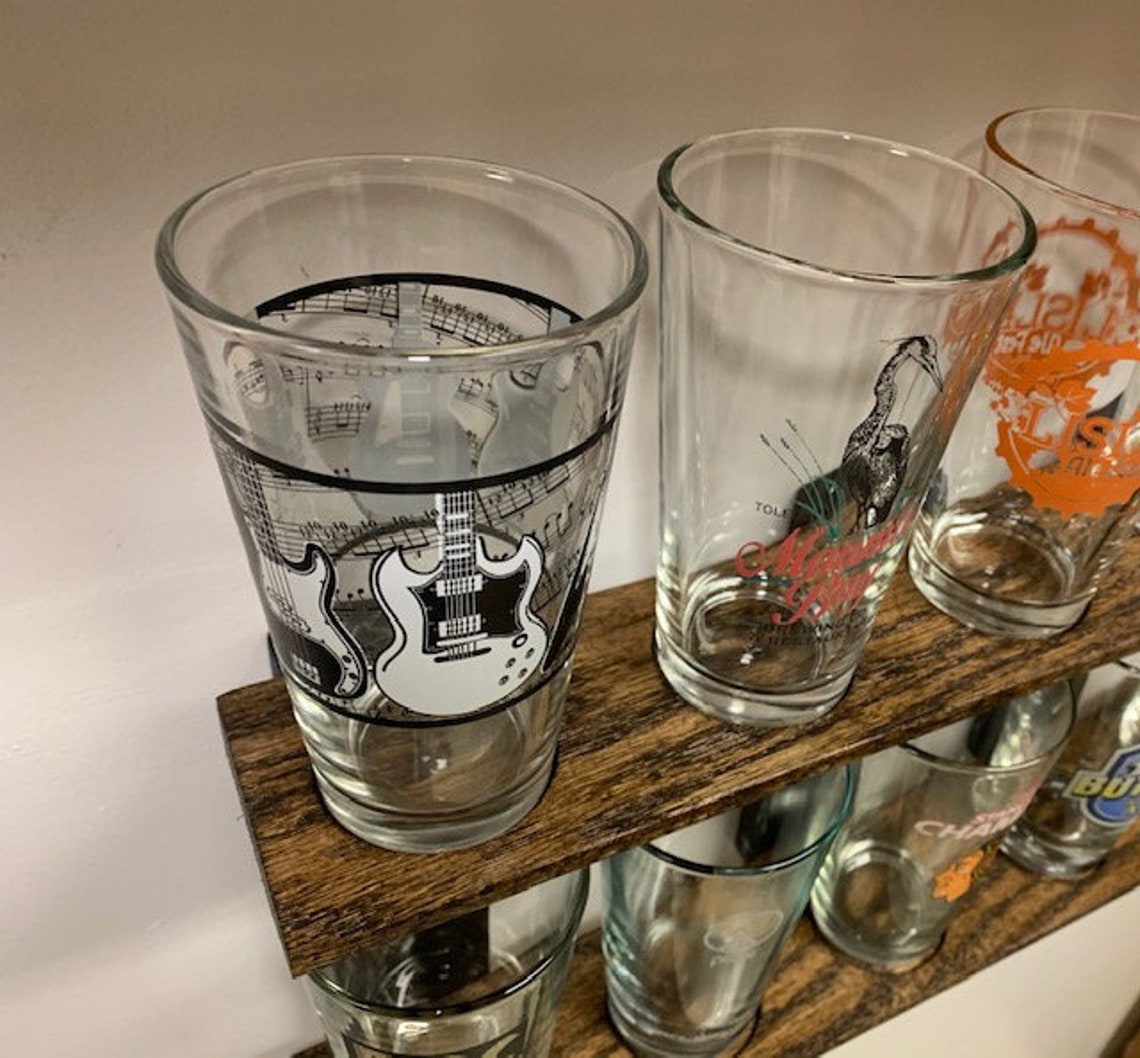Pint Beer Glass12 Display Brown/Black Oak | Etsy