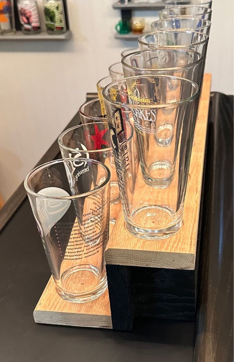 Pint Beer Glass12 Bar Top Display Shelf Nat/black - Etsy