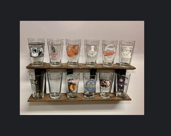 Pint Beer Glass12 Display Natural/black Oak - Etsy