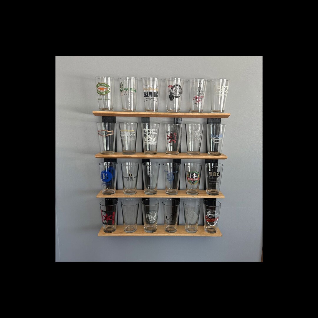 Pint Beer Glass(24) Display Natural/black Oak - Etsy