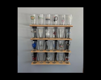 Pint Beer Glass12 Display Natural/black Oak - Etsy