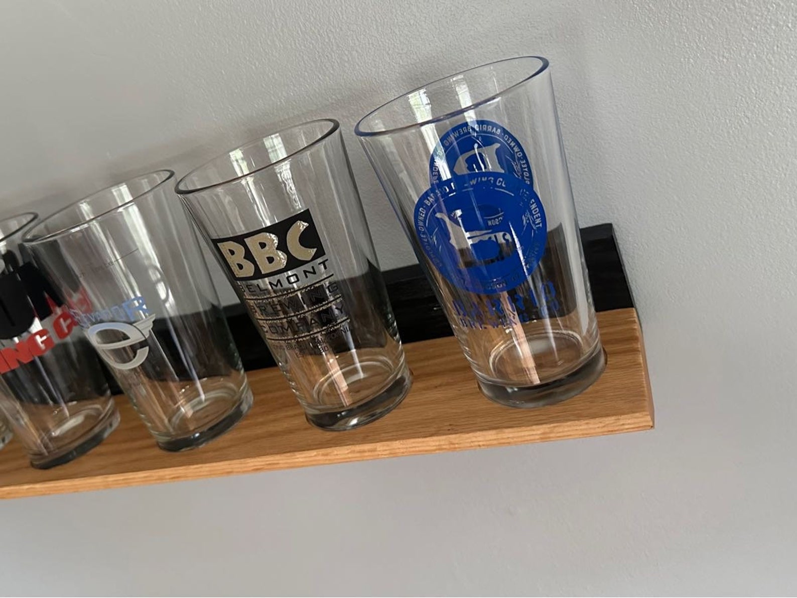Pint Beer (6) Glass Display Shelf Natural/black Oak - Etsy