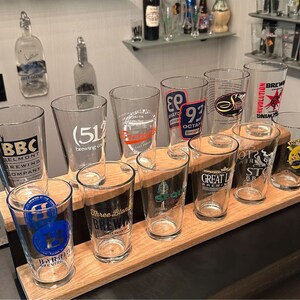 Pint Beer Glass(12) Bar Top Display Shelf Nat/black - Etsy