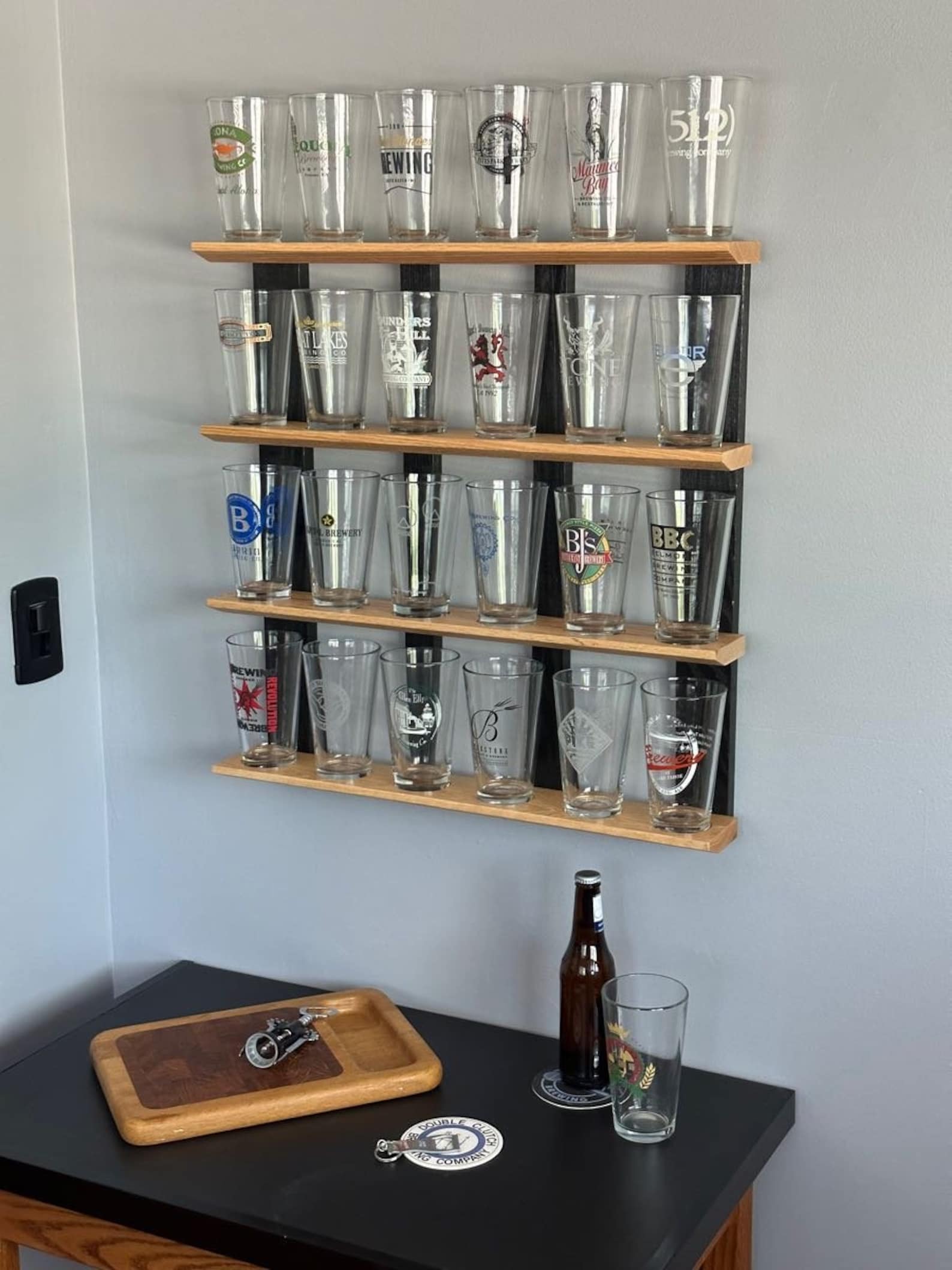 Pint Beer Glass(24) Display Natural/black Oak - Etsy