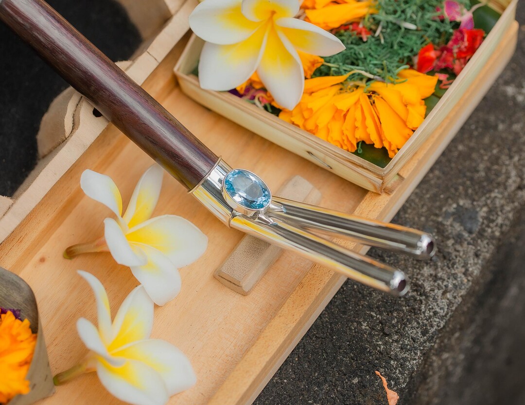 Blue Topaz Crystal Tepi Pipe, Exclusive Ceremonial Double Nose Pipe ...