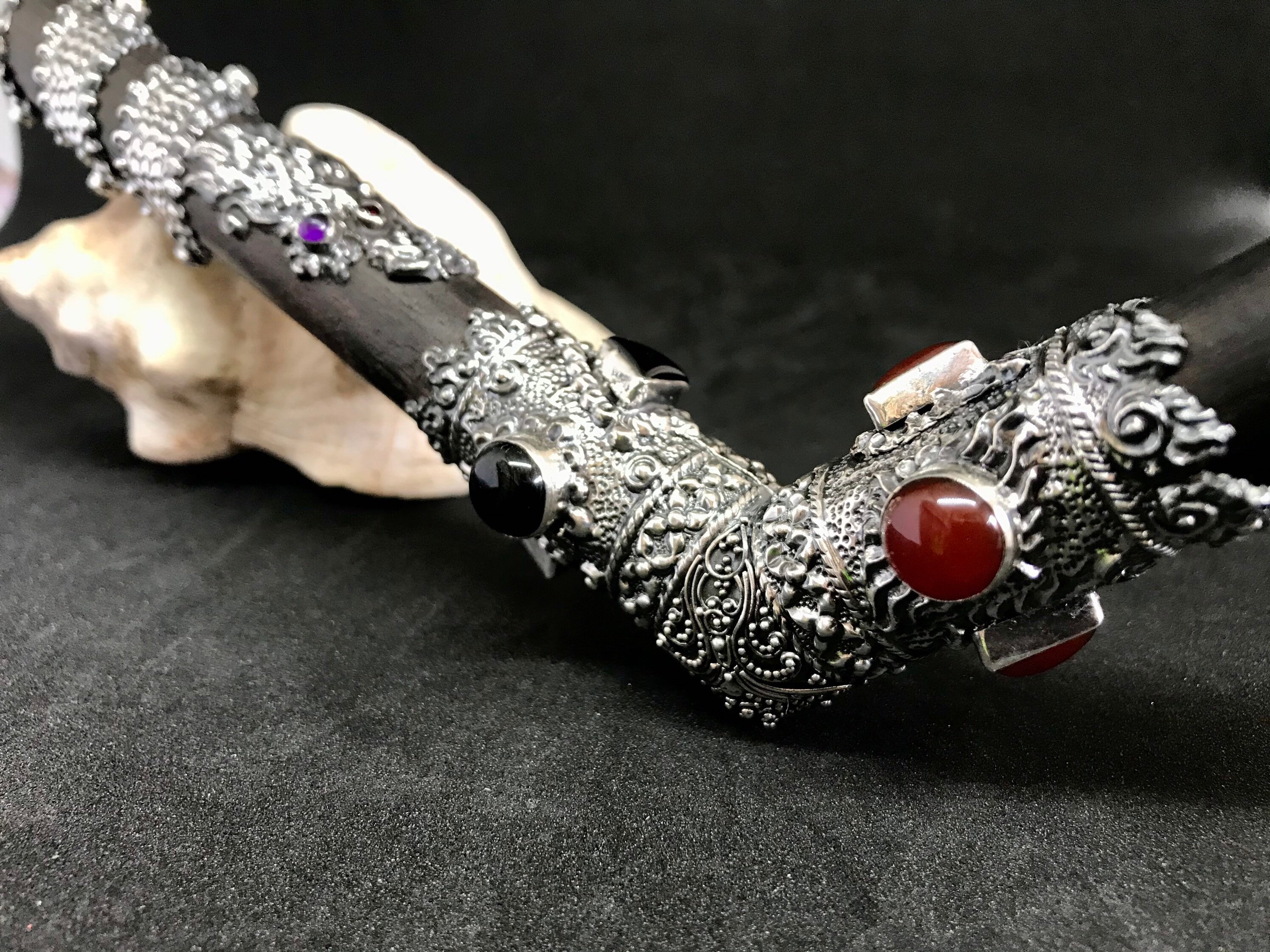 Premium ceremonial Tepi “Balinese Chakras Dragon pipe for Rapé, Tipi ...