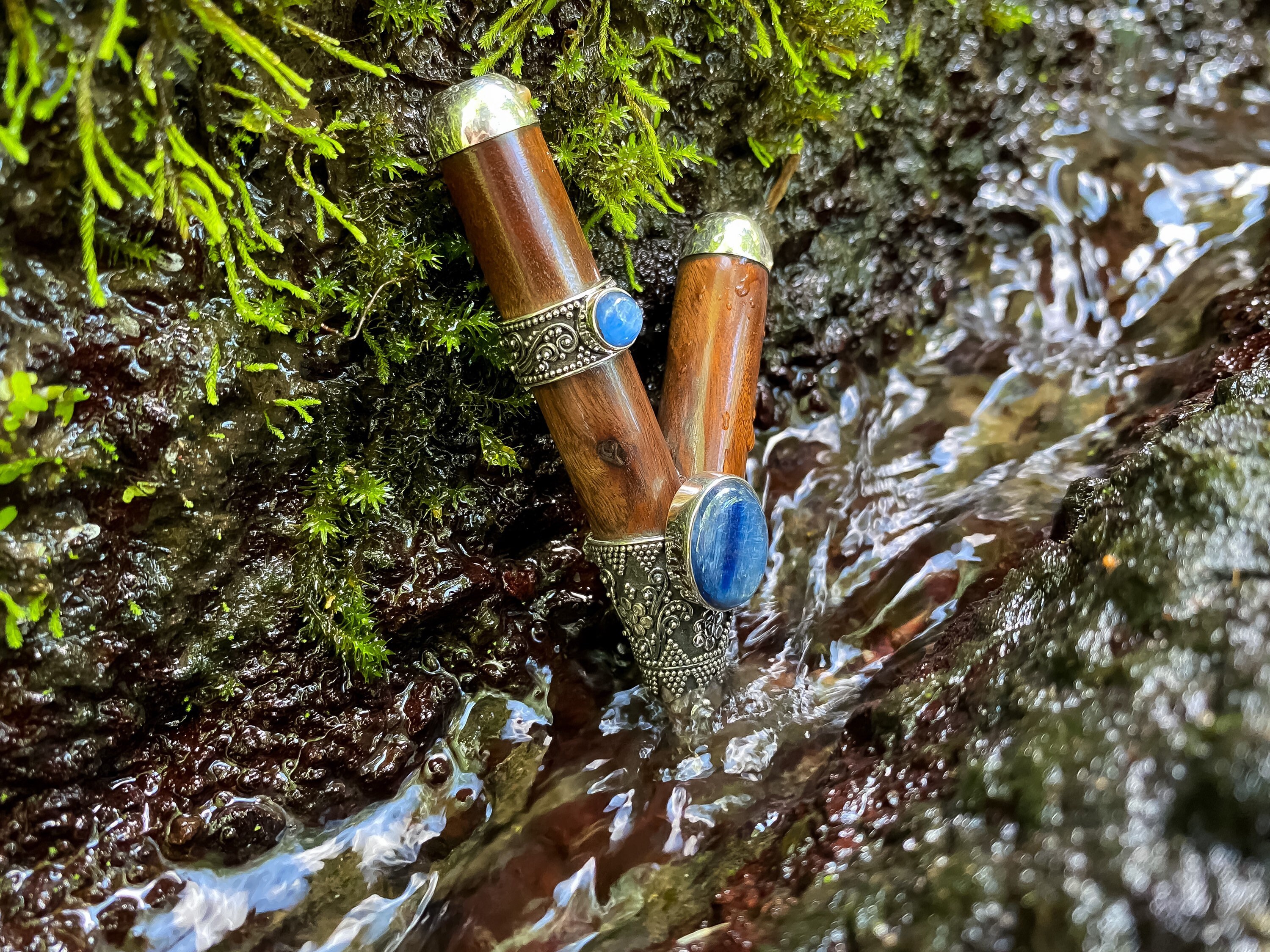 Premium collectible Kuripe Exclusive Stigi wood, Silver, Kyanite stones ...