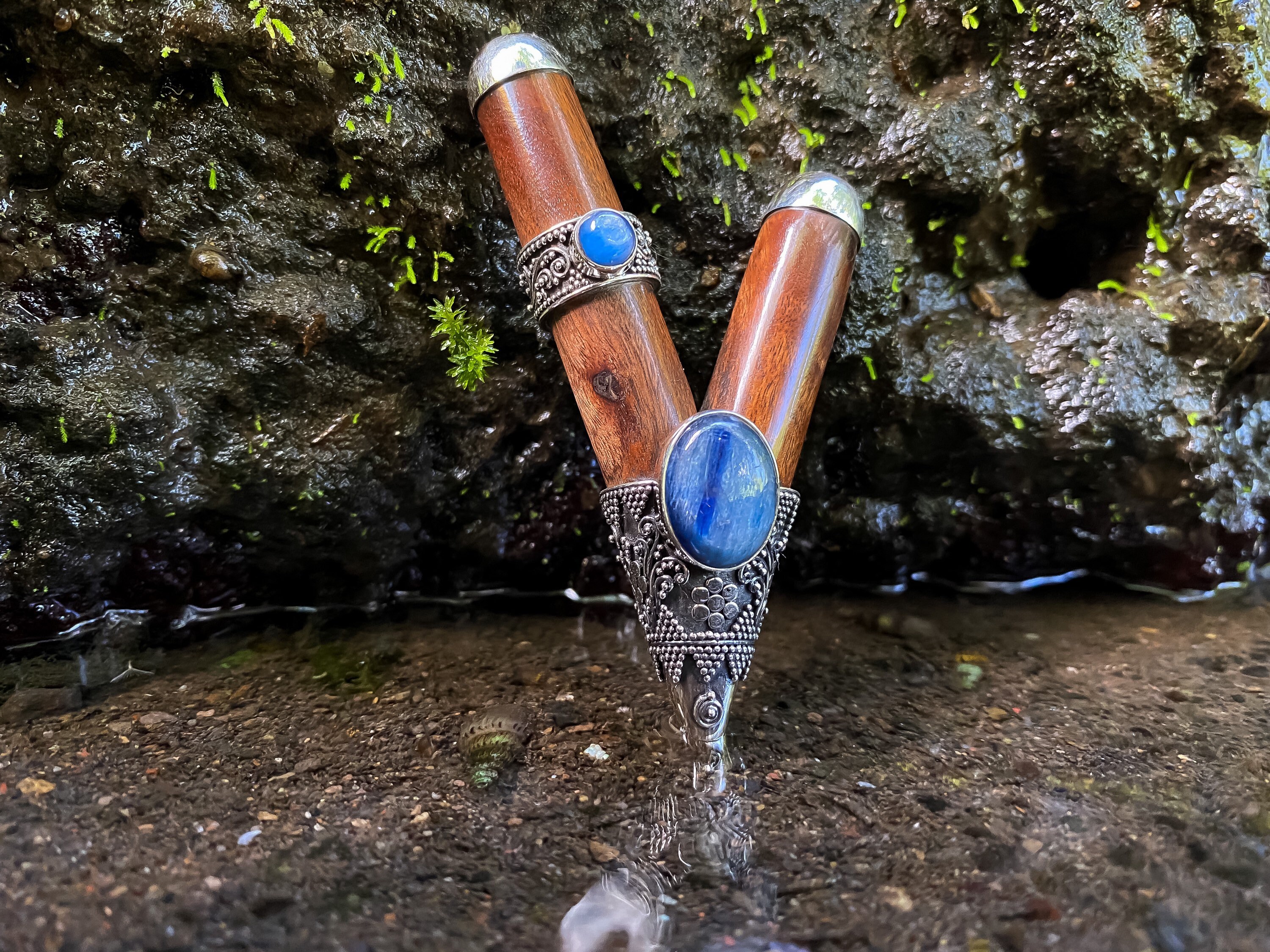 Premium collectible Kuripe Exclusive Stigi wood, Silver, Kyanite stones ...