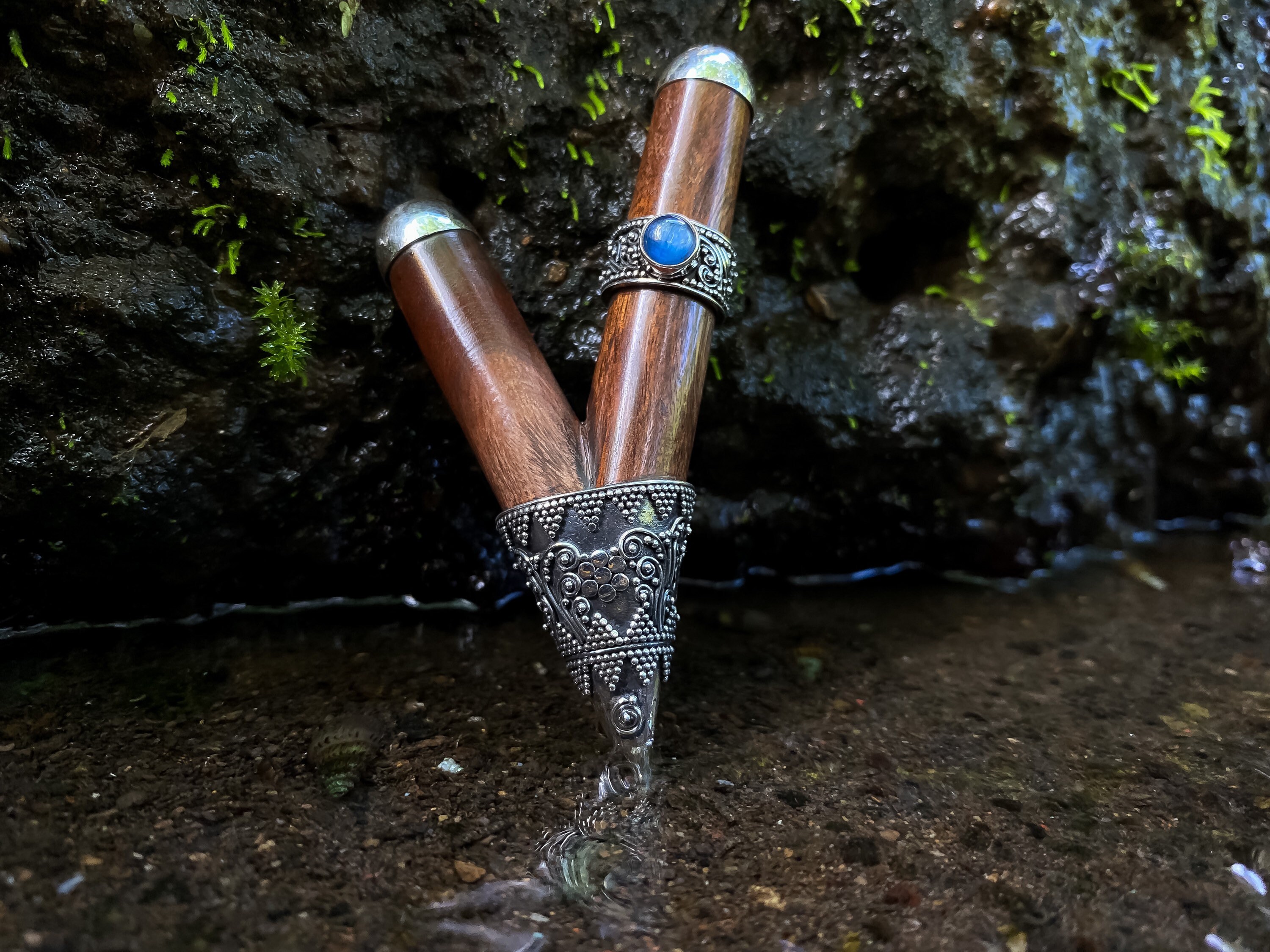 Premium collectible Kuripe Exclusive Stigi wood, Silver, Kyanite stones ...