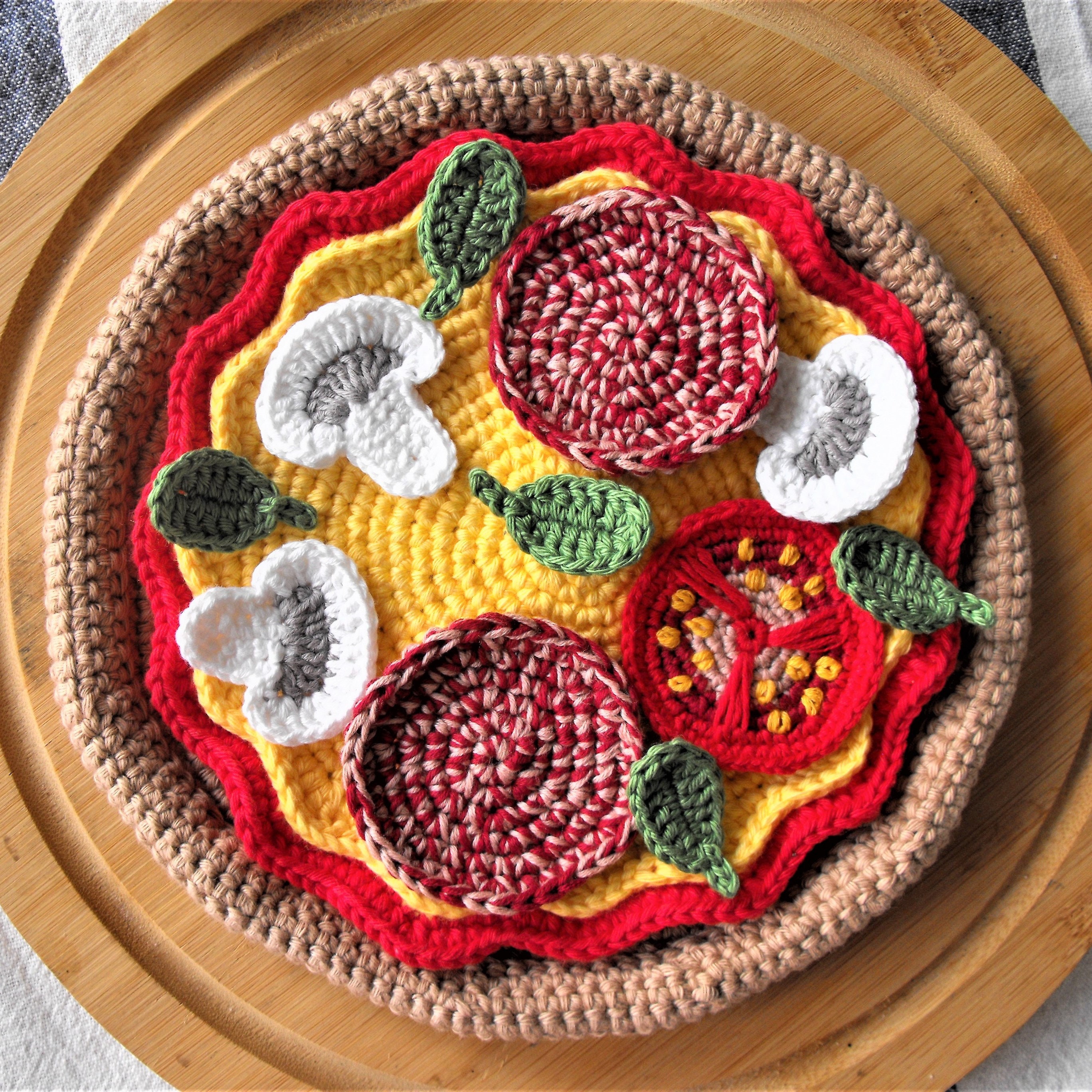 Crochet Pizza Play Food Set for Kids Kitchen Pretend - Etsy