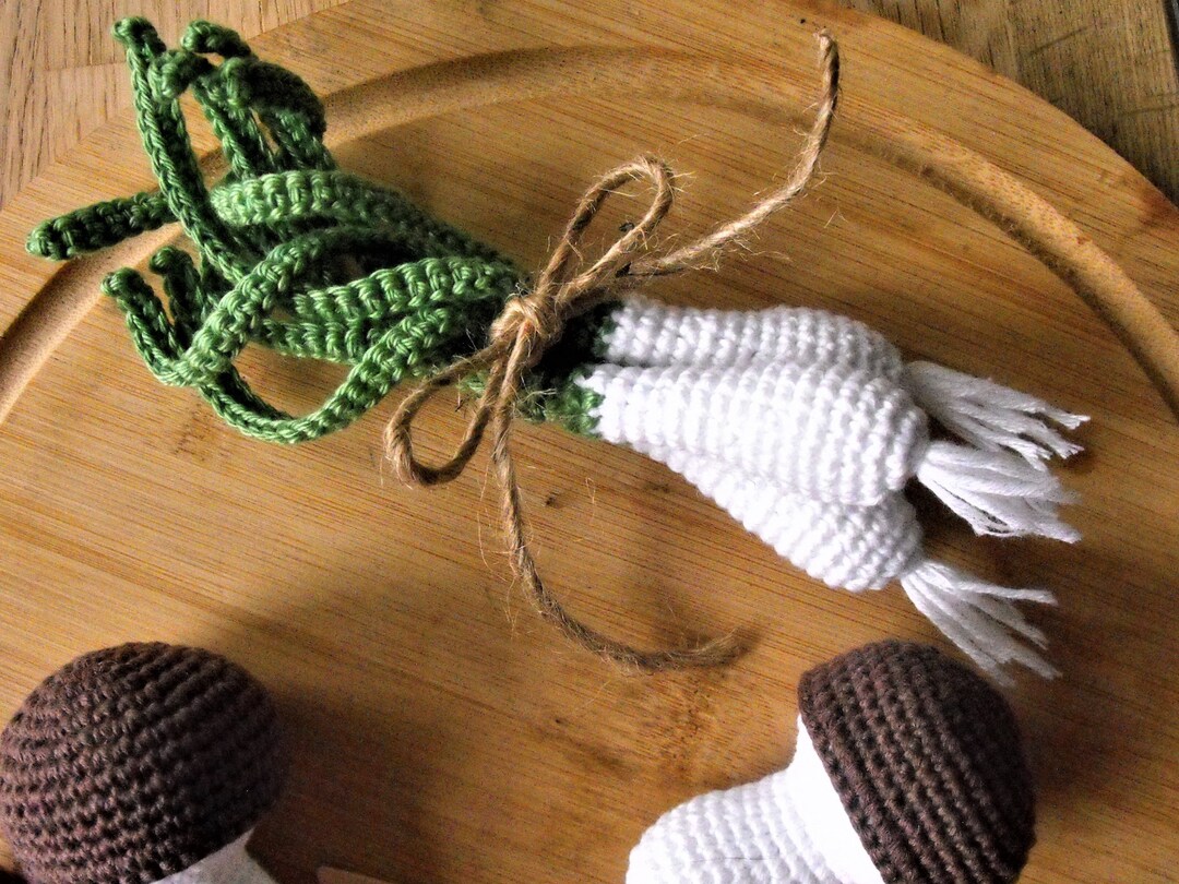 Cebolleta pequeña 3uds verduras a crochet comida para jugar - Etsy España