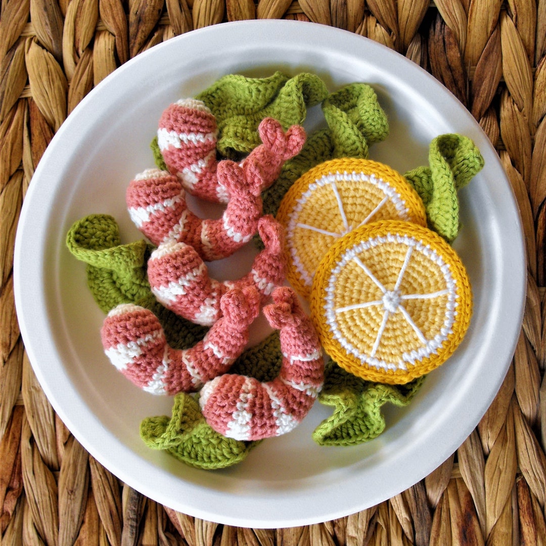 Crochet Shrimp, Set or Single Piece, Amigurumi Play Food, Pretend ...