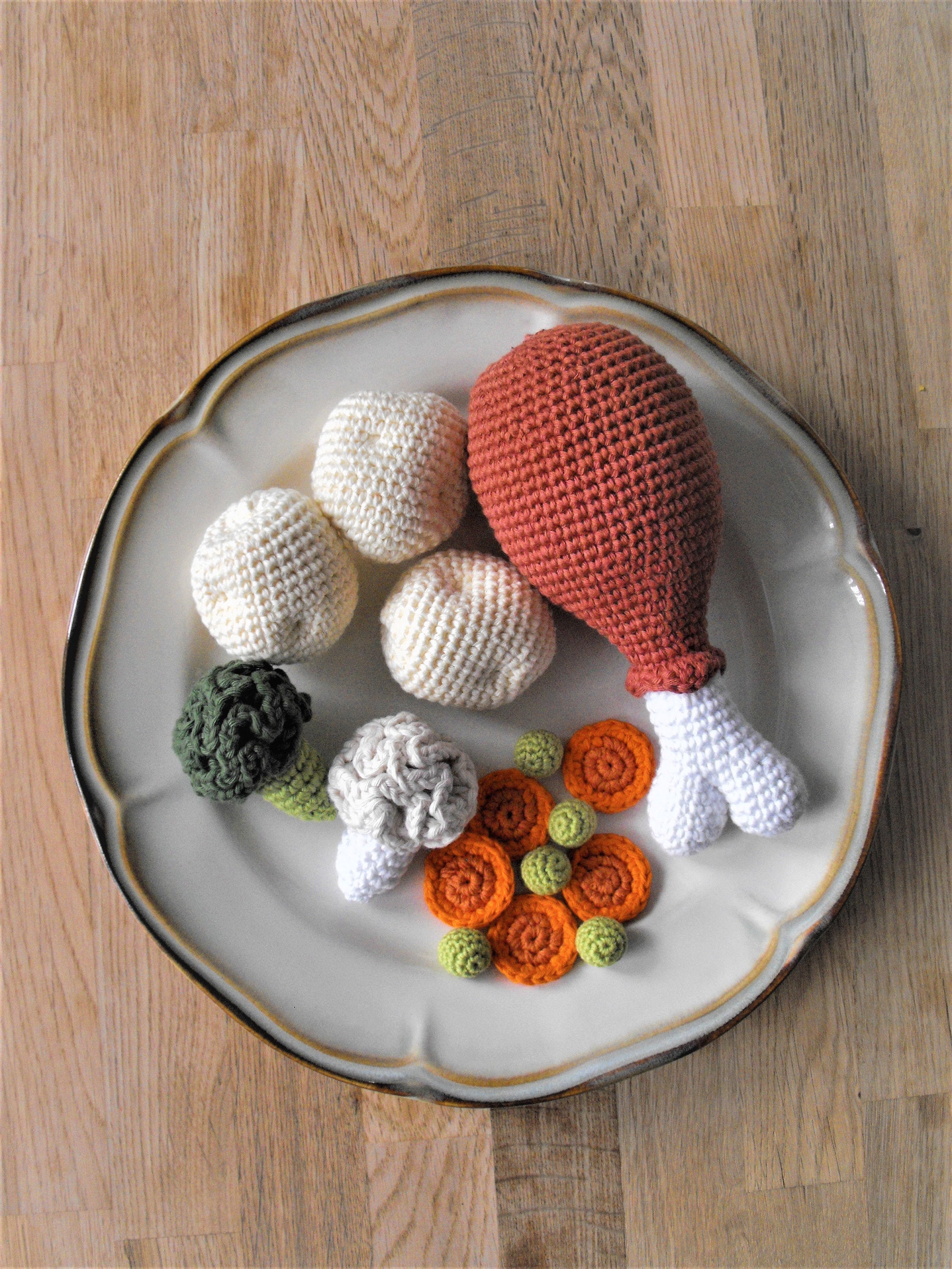Crochet Dinner Set Fried Chicken Drumstickpotatoes Cotton - Etsy
