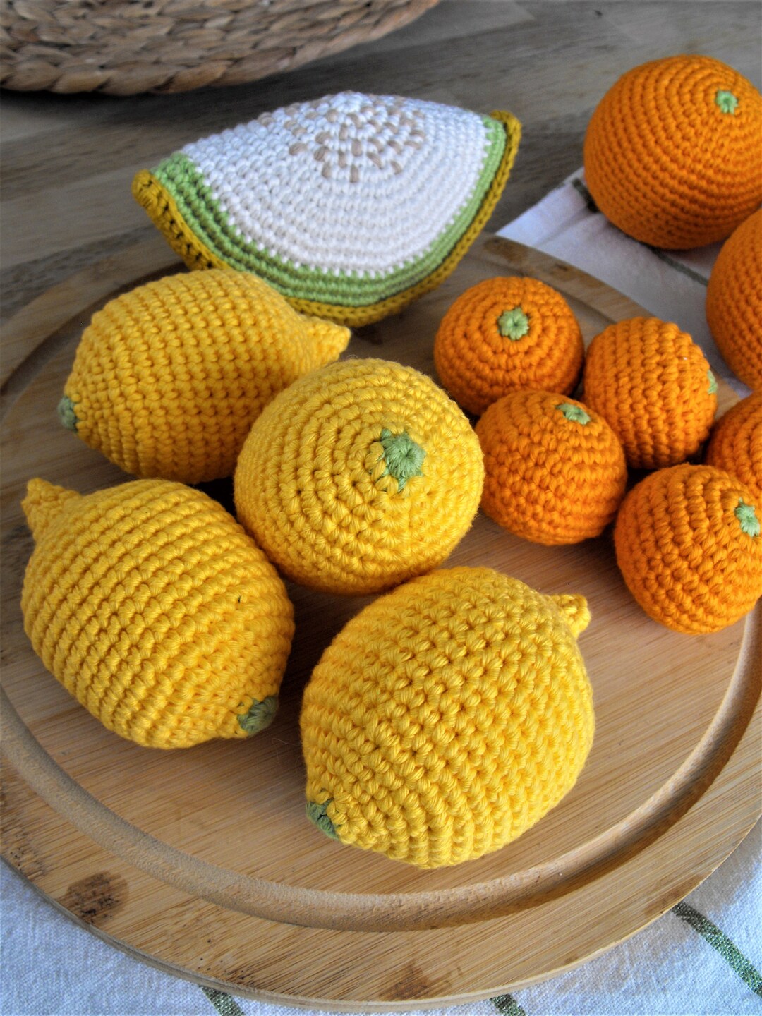 Crochet Lemon, Stuffed Amigurumi Fruits, Play Food, Handmade Toys, for ...
