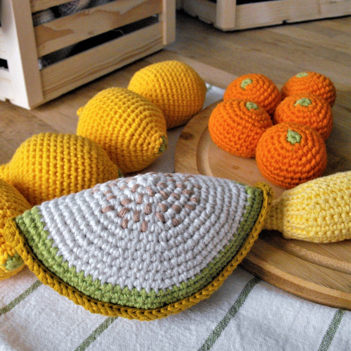 Crochet Melon Toy Amigurumi Fruits Yarn Play Food for Kids - Etsy