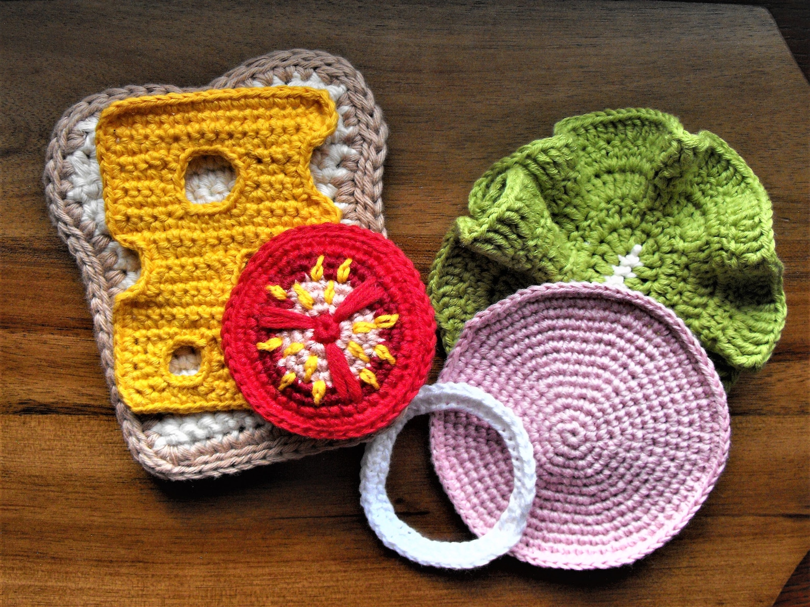 Crochet Sandwich Toy, Breakfast Set for Kids Kitchen, Pretend Play Food ...
