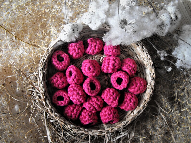 Crochet Raspberries Cotton Fruits Amigurumi Yarn Play Food - Etsy