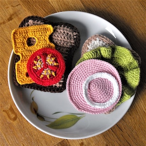 Crochet Sandwich Toy, Breakfast Set for Kids Kitchen, Pretend Play Food ...