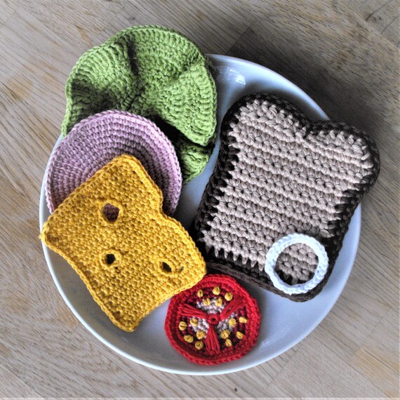 Crochet Sandwich Toy Breakfast Set for Kids Kitchen Pretend | Etsy