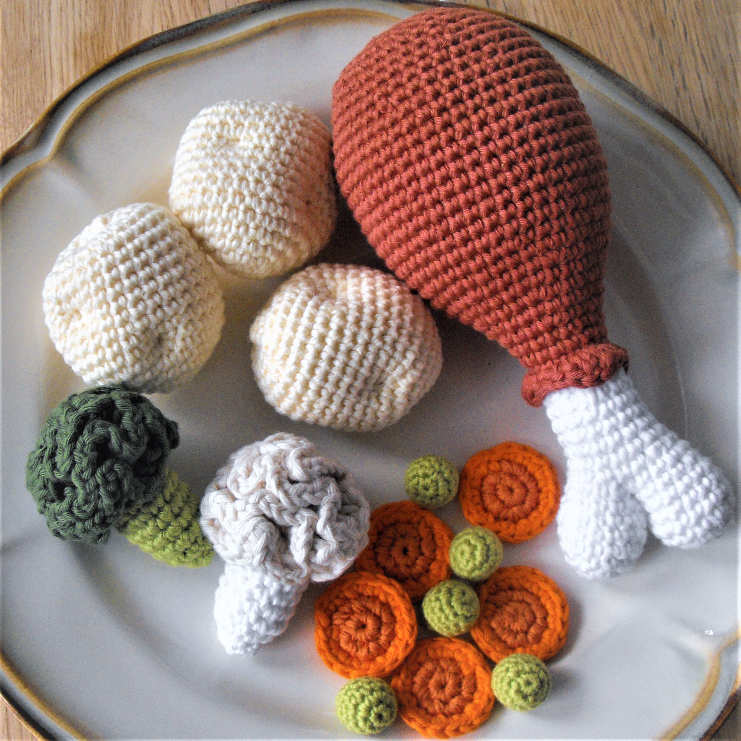 Crochet Dinner Set Fried Chicken Drumstickpotatoes Cotton - Etsy