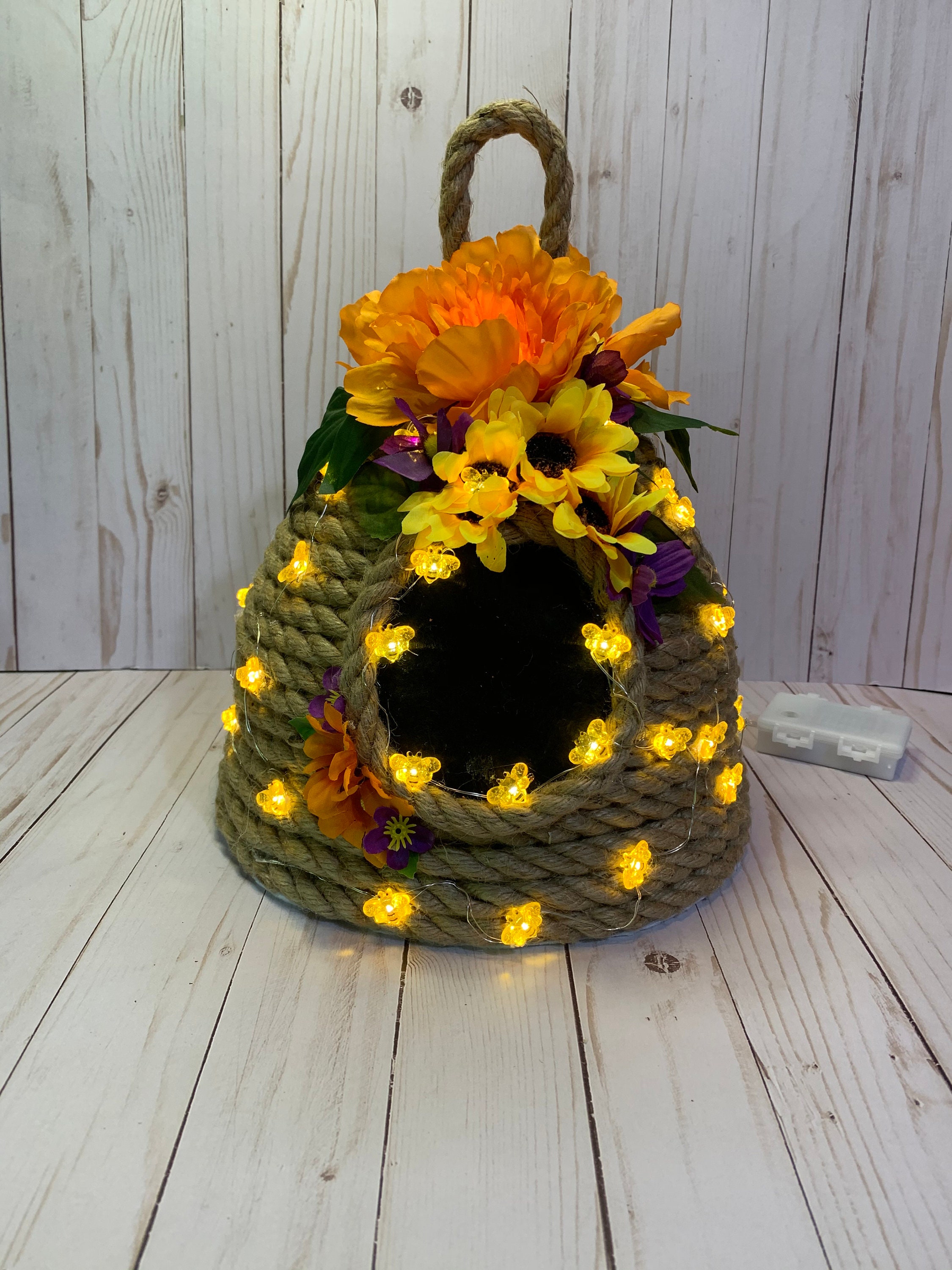 Extra Large Bee Hive Skep Jute Bee Hive Silk Flowers Bees - Etsy