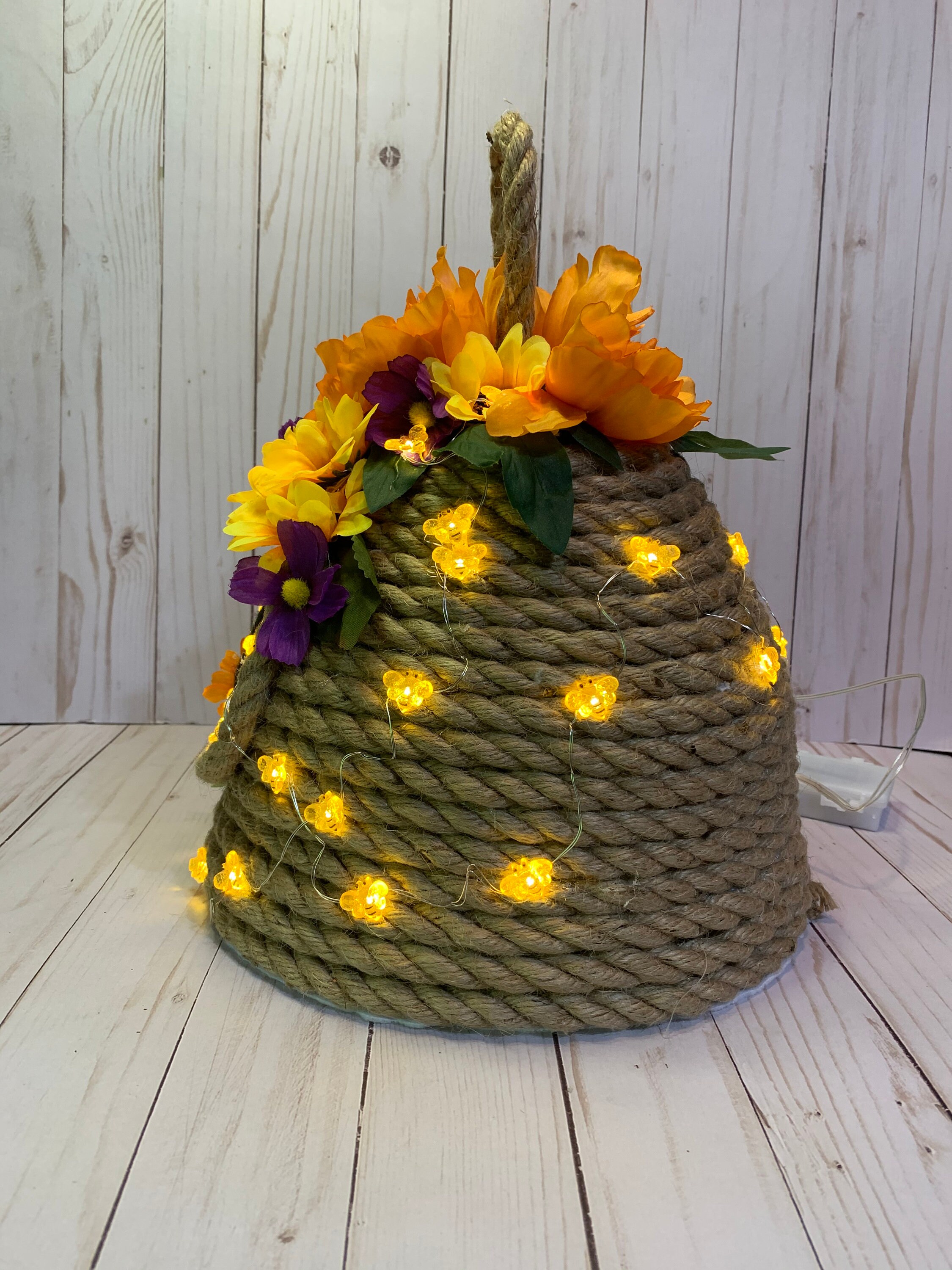 Extra Large Bee Hive Skep Jute Bee Hive Silk Flowers Bees - Etsy