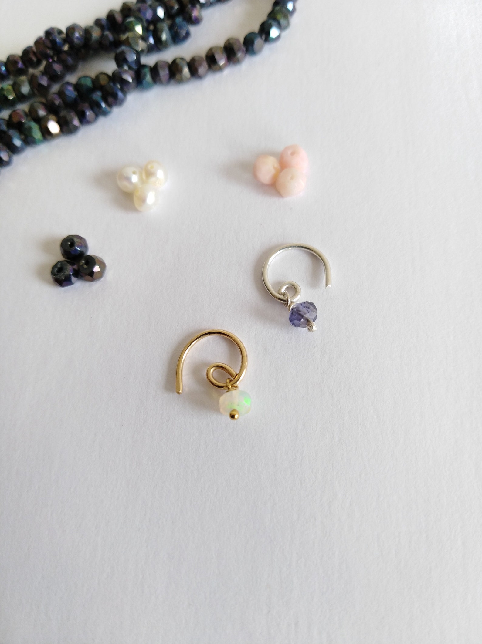 Helix Ear Cuff With Real Gem or Pearl Gold or Silver Helix | Etsy UK