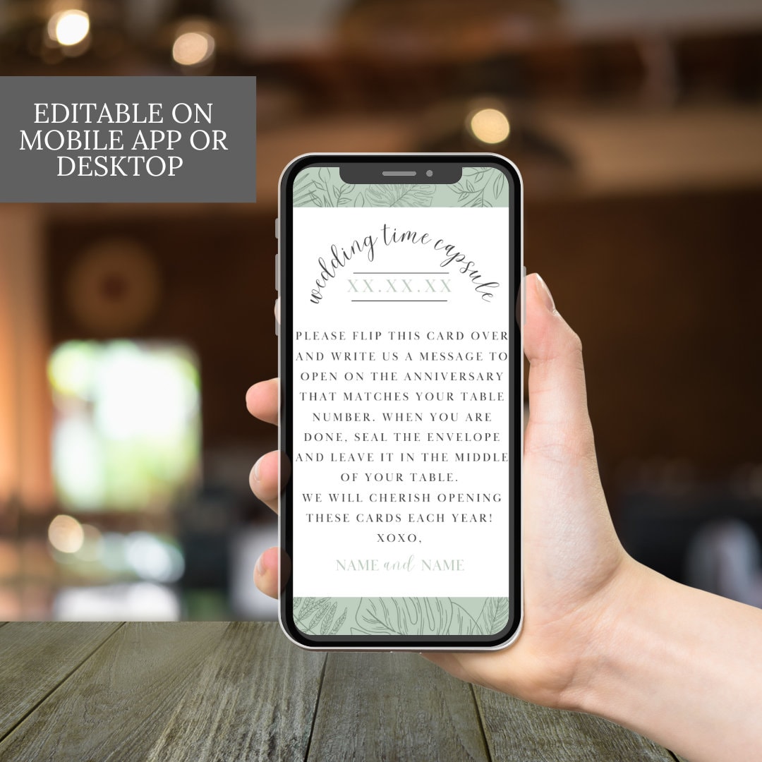Wedding Time Capsule Card Template CUSTOMIZABLE CANVA - Etsy