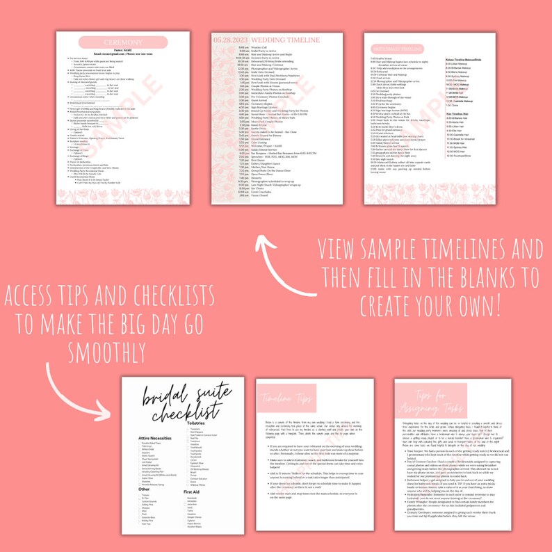 Wedding Day of Binder Template Pink Floral Theme, Customizable Canva ...