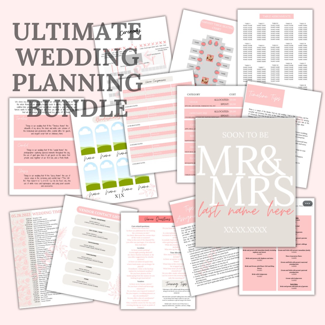 Ultimate Wedding Planning Binder Template Pink Theme, Customizable ...