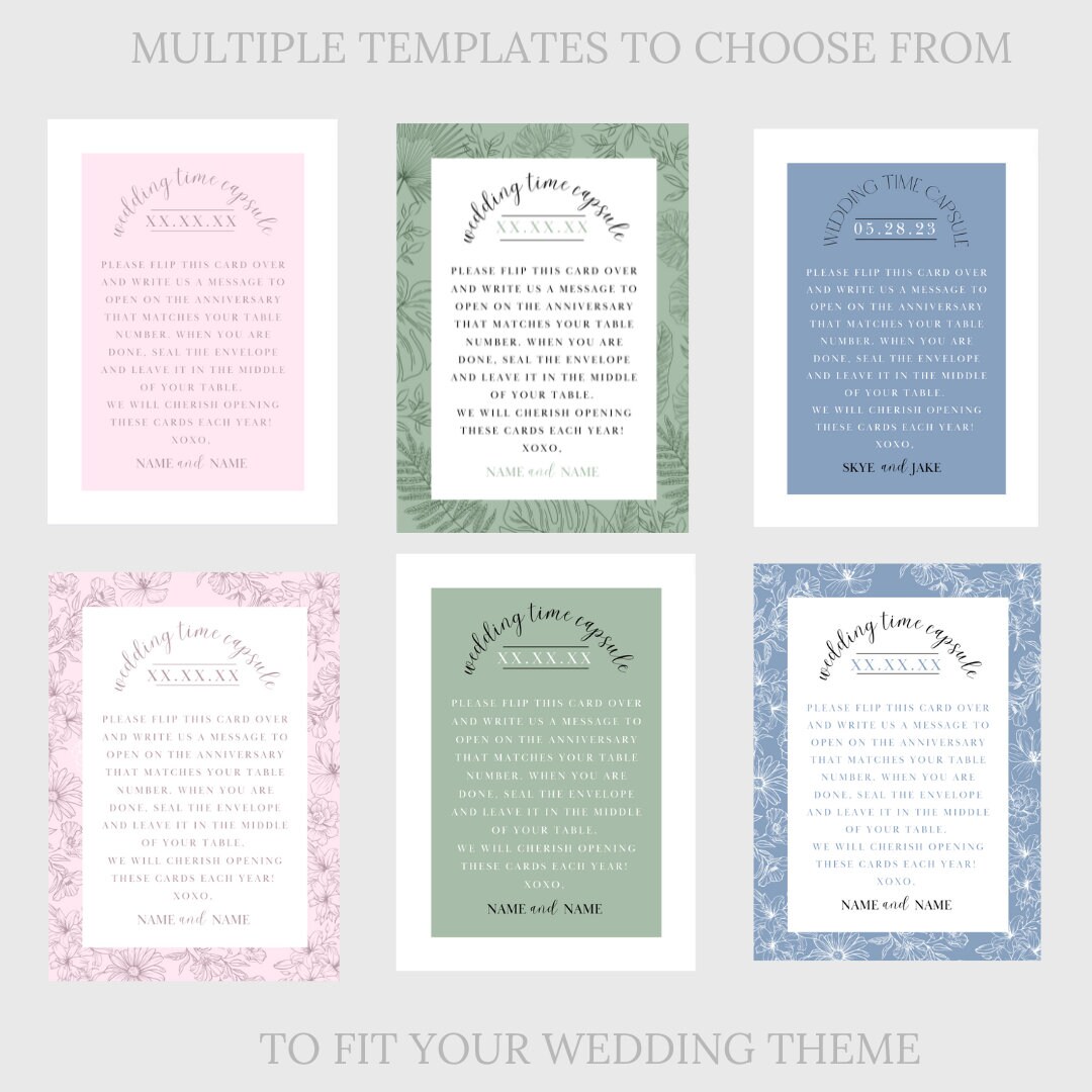 Wedding Time Capsule Card Template | CUSTOMIZABLE CANVA DOWNLOAD ...