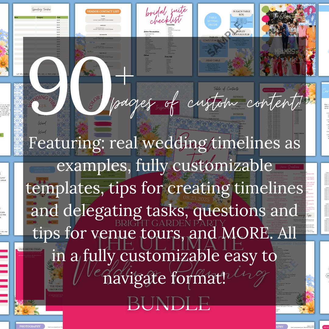 Ultimate Wedding Planning Binder Template | Garden Party, Customizable ...