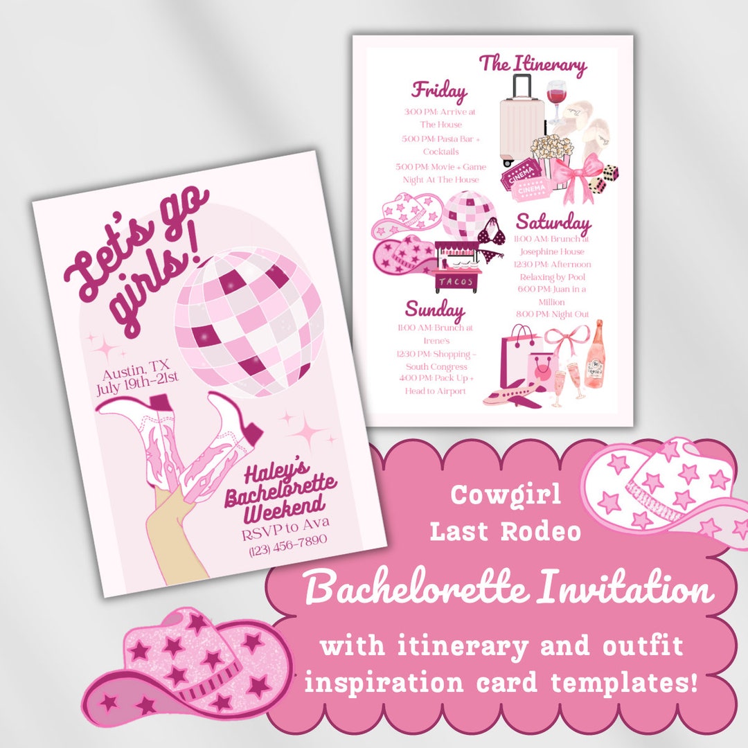 Last Rodeo|pink Bachelorette Invitation|itinerary Outfit Inspiration ...