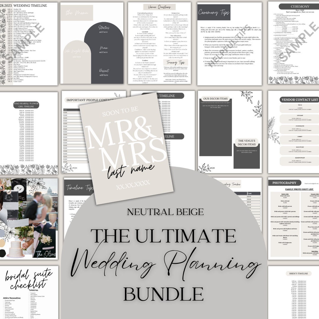 Ultimate Wedding Planning Binder Template | Modern Neutral,customizable ...