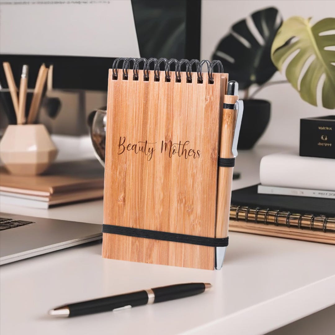 Personalized Engraved Bamboo Notebook Set, Personalized Natural Wood ...