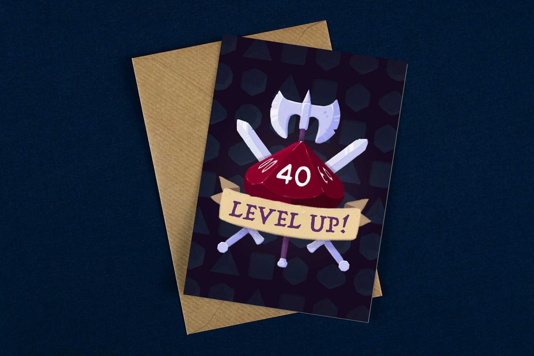 40 Level up Birthday Card / D&D Birthday Card / D100 Birthday Card ...